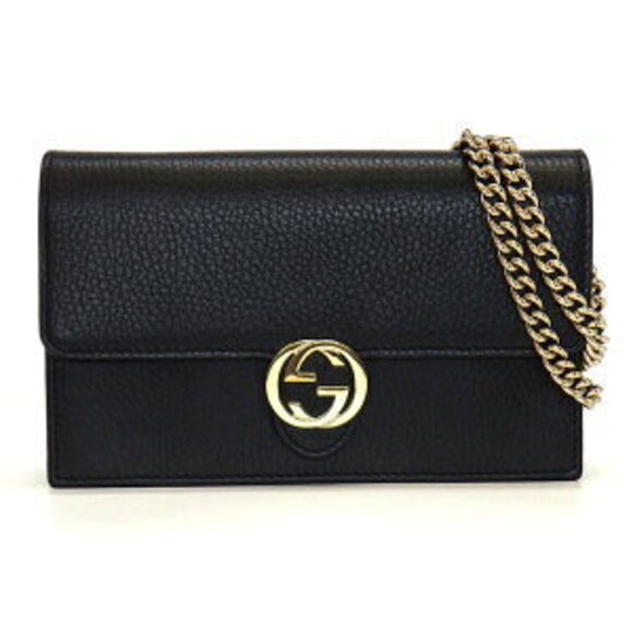 Gucci | Bags | Gucci Interlocking Gg Chain Wallet Shoulder Bag Black ...
